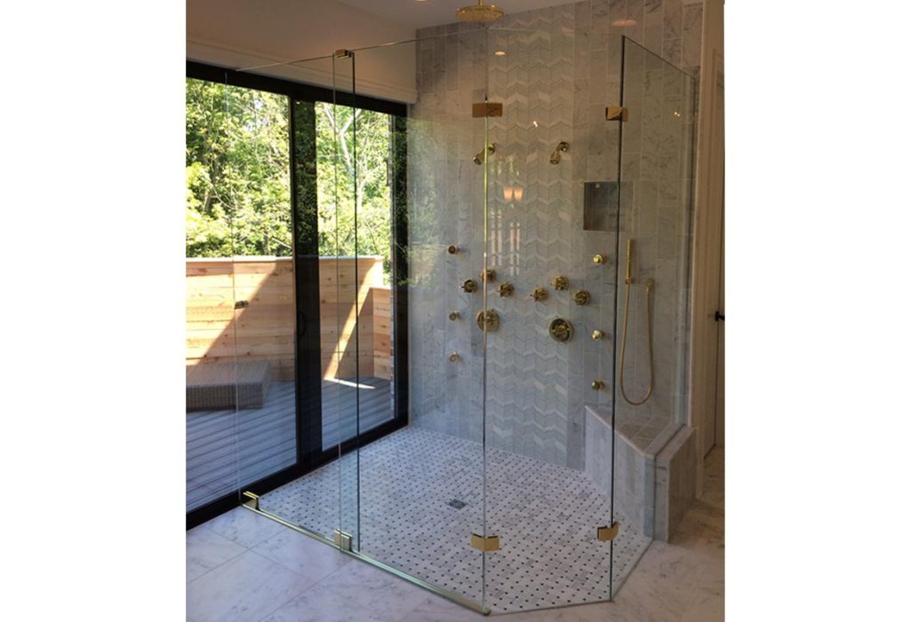 shower-gold-glass-wall - Dickey's Glass